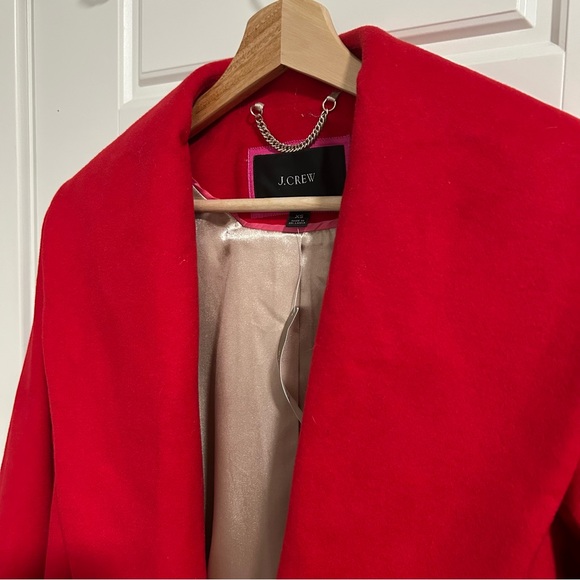 J. Crew | Jackets & Coats | Red Shawl Collar Jcrew Coat Wbelt | Poshmark